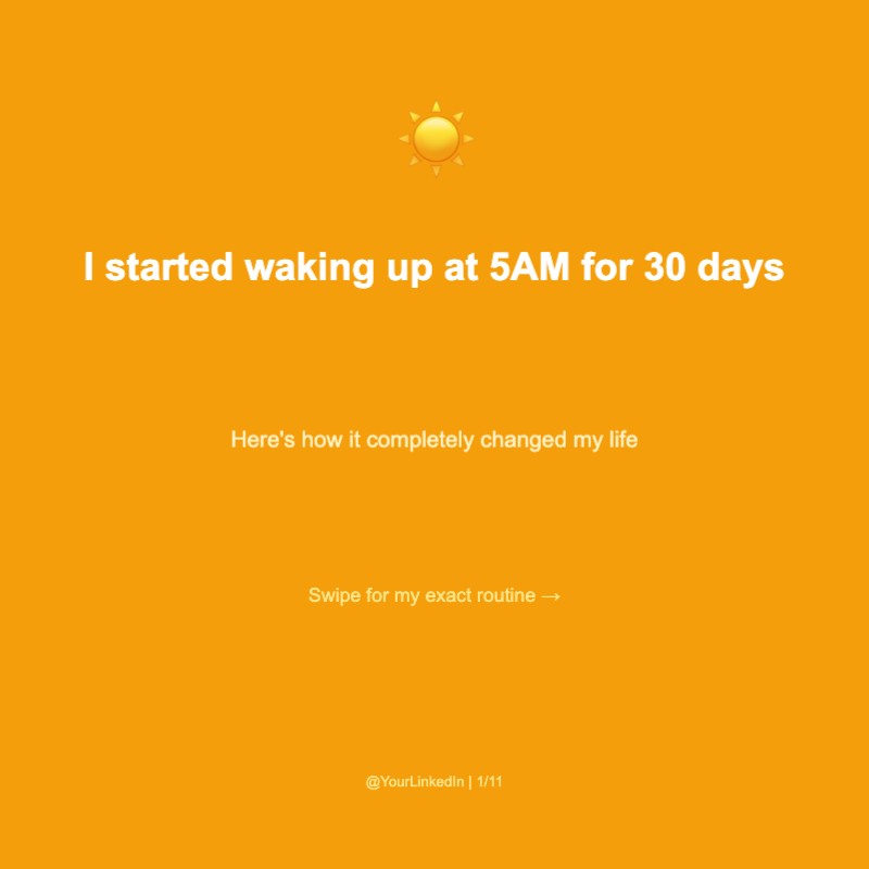 The 5AM Morning Routine That Changed My Life ☀️ - Carousel Template ...