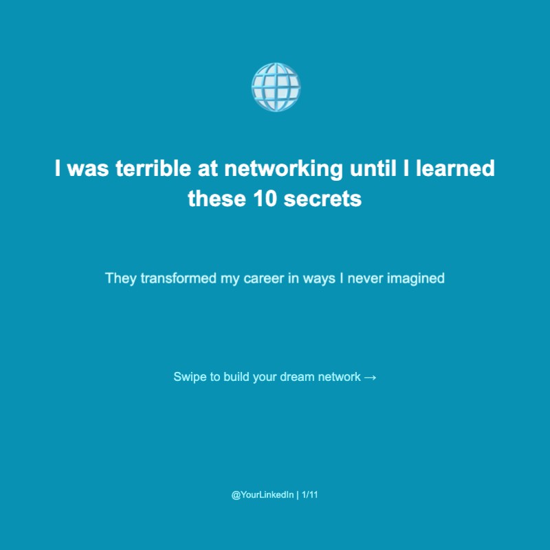 10 Networking Secrets That Changed My Career 🌐 - Carousel Template ...